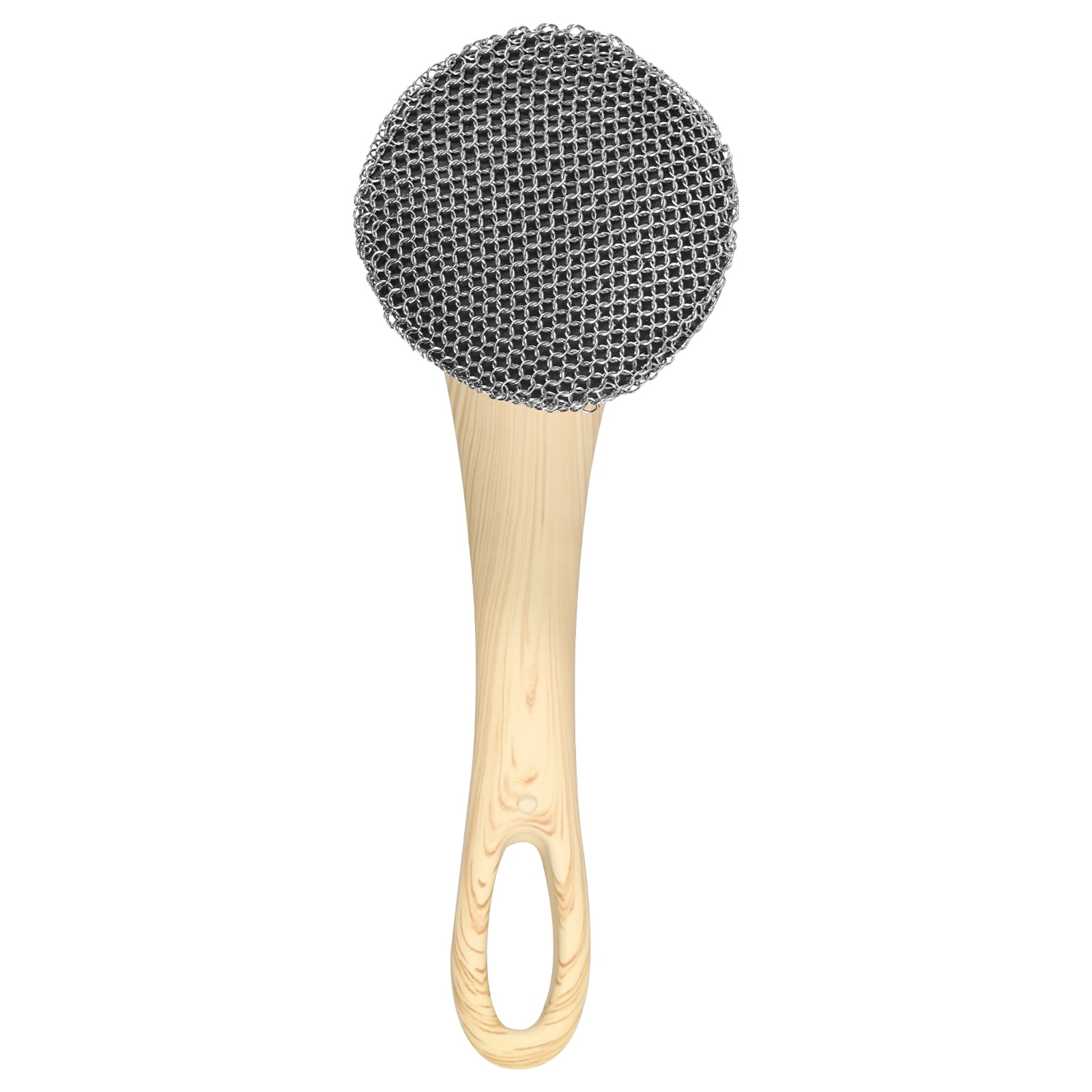 Cast Iron Scrubber with Long Silicone Handle Stainless Steel Skillet ...
