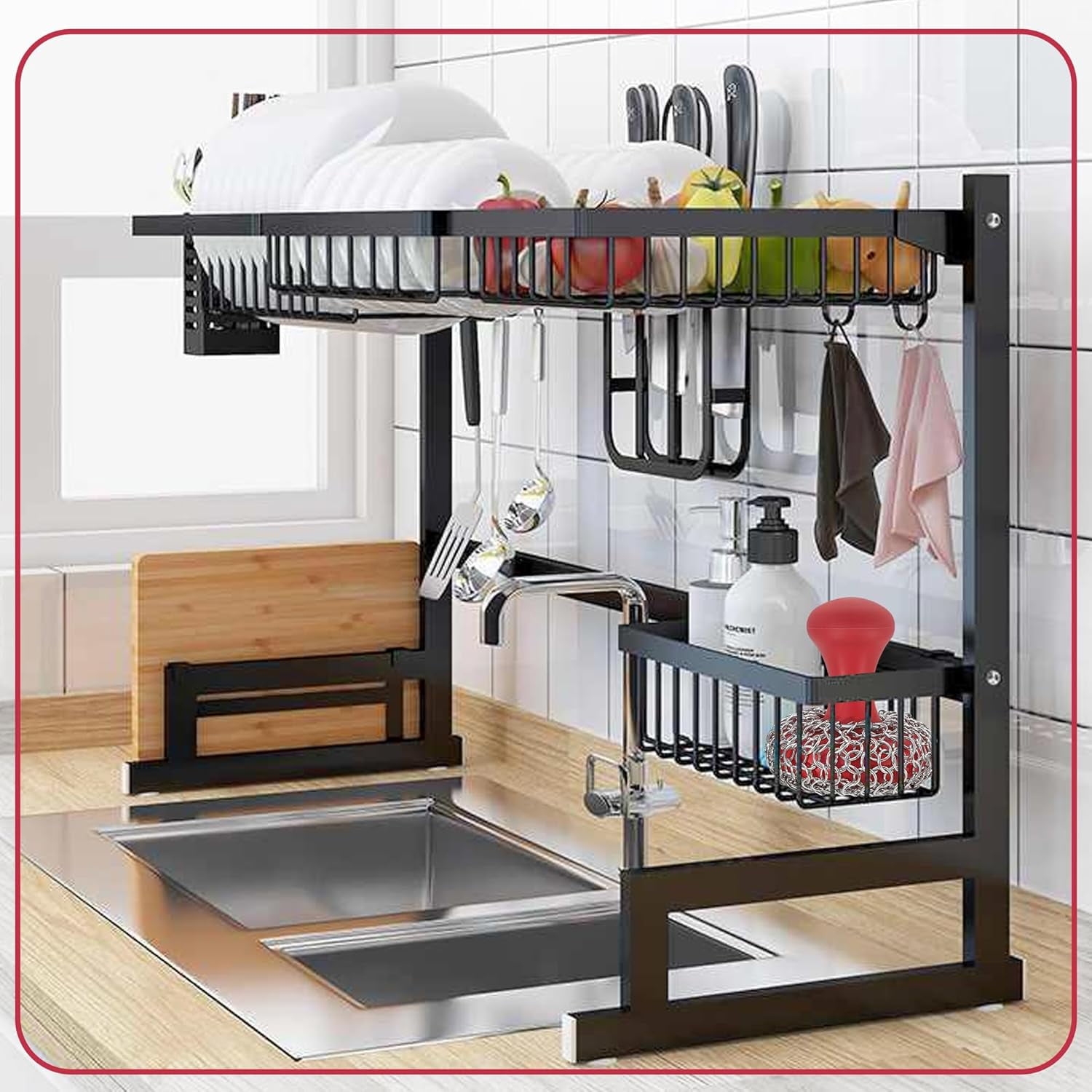 Cast Iron Scrubber with Pan Scraper,Upgraded Chain Mail Scrubber Sponge ...