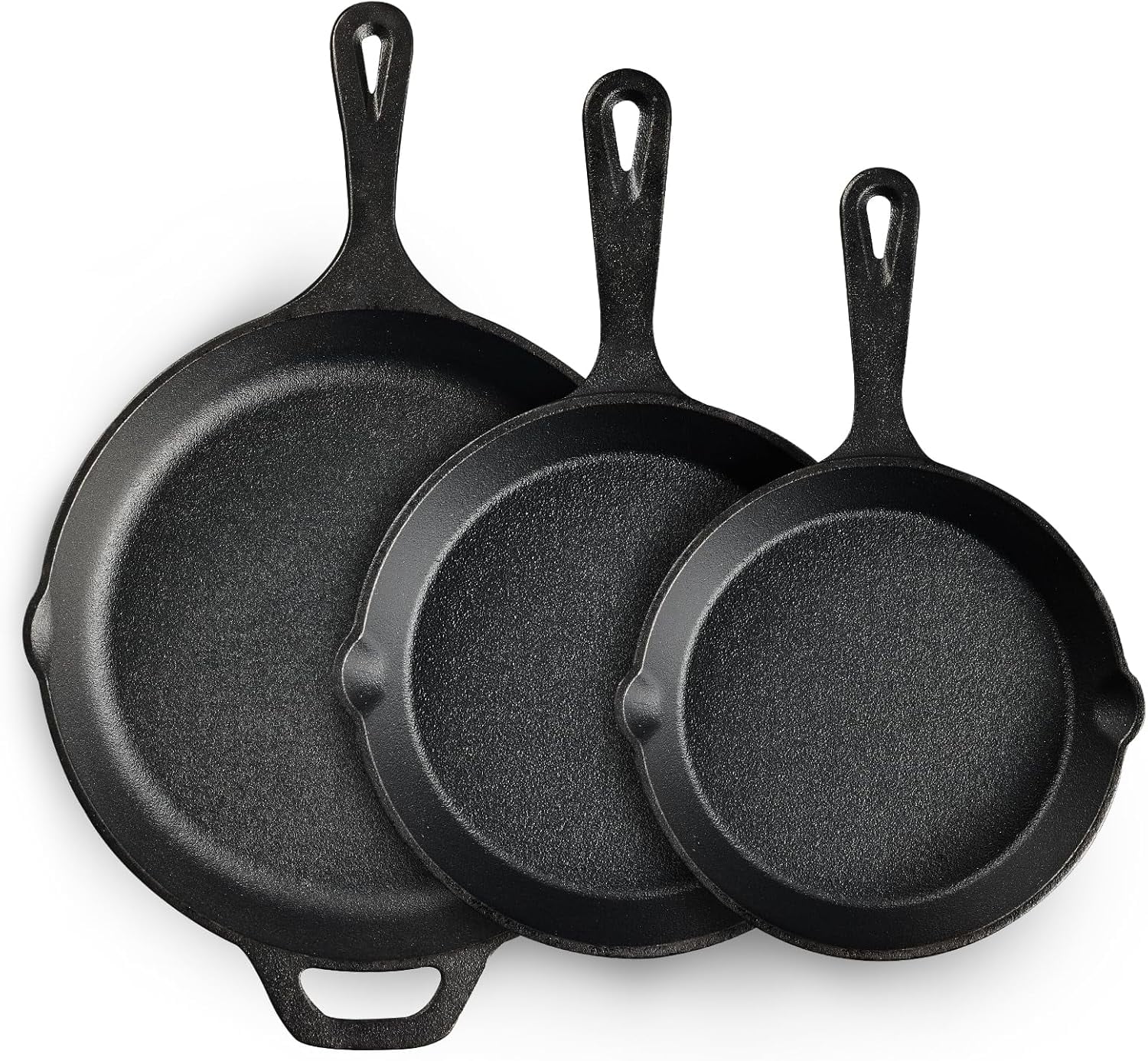 Cast Iron Skillet 3- Set, Heavy-Duty Professional Restaurant Chef ...