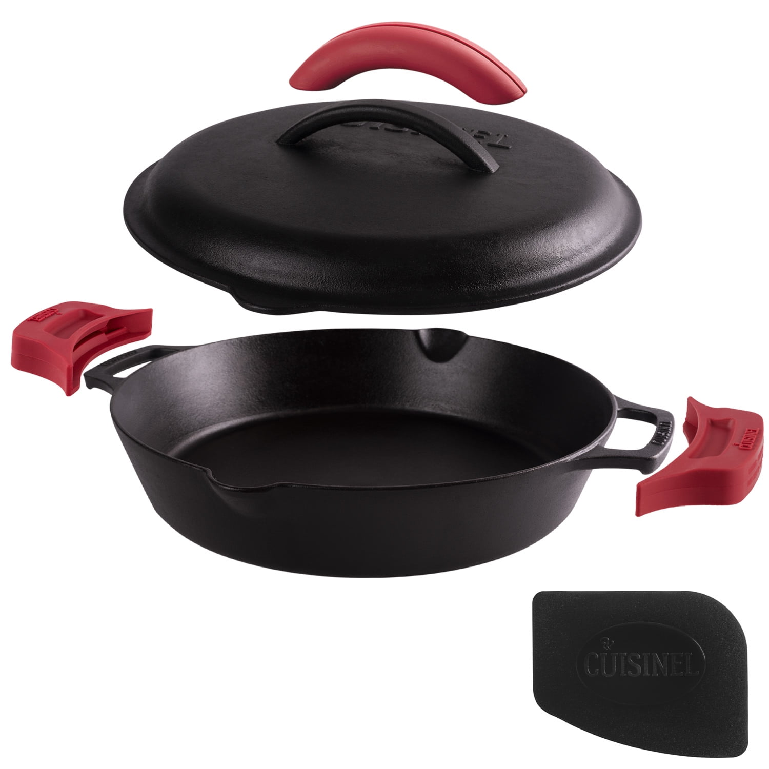 Cast Iron Skillet with Cast Iron Lid - 12"-Inch Dual Handle Frying Pan ...
