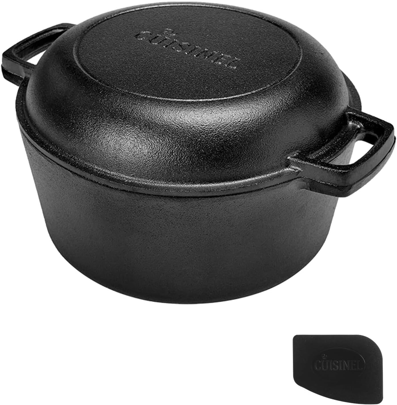 Cast Iron Skillet + Lid - 2-In-1 Multi Cooker - Deep Pot + Frying Pan ...