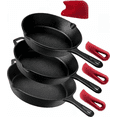 Cast Iron Skillet Set 8 Inch 10 Inch 12 Inch Pre Seasoned Frying Pans ...