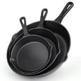 Cast Iron Skillet Set, AOKIWO 3-Piece Pre-Seasoned Pan Cookware Set, 10 ...
