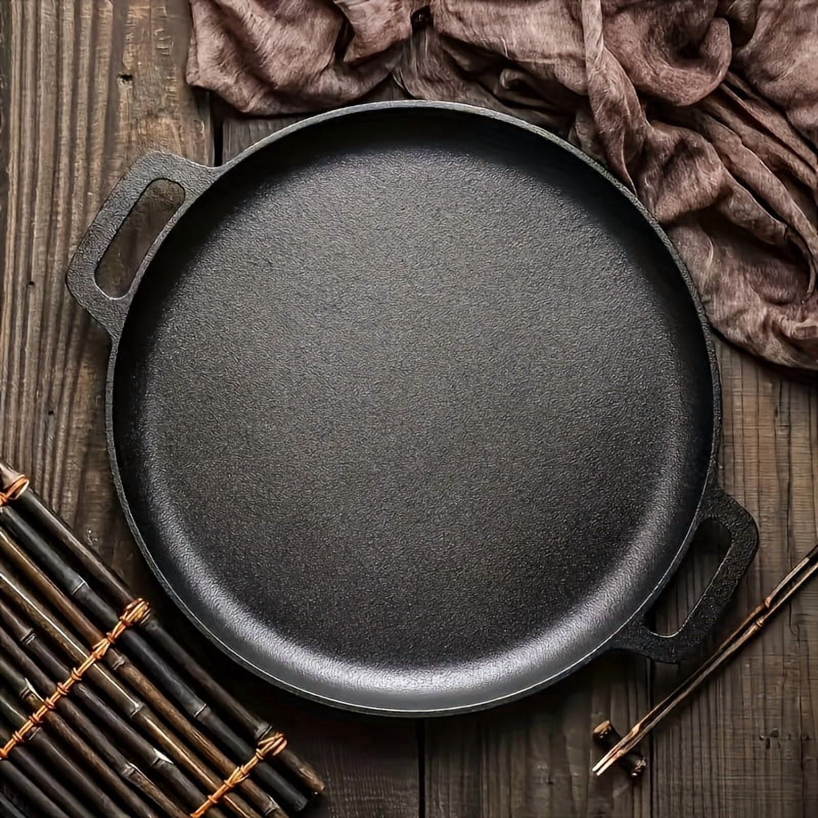 Cast Iron Skillet with Dual Loop Handles, 11.02 Inch Pizza Pan for Oven ...
