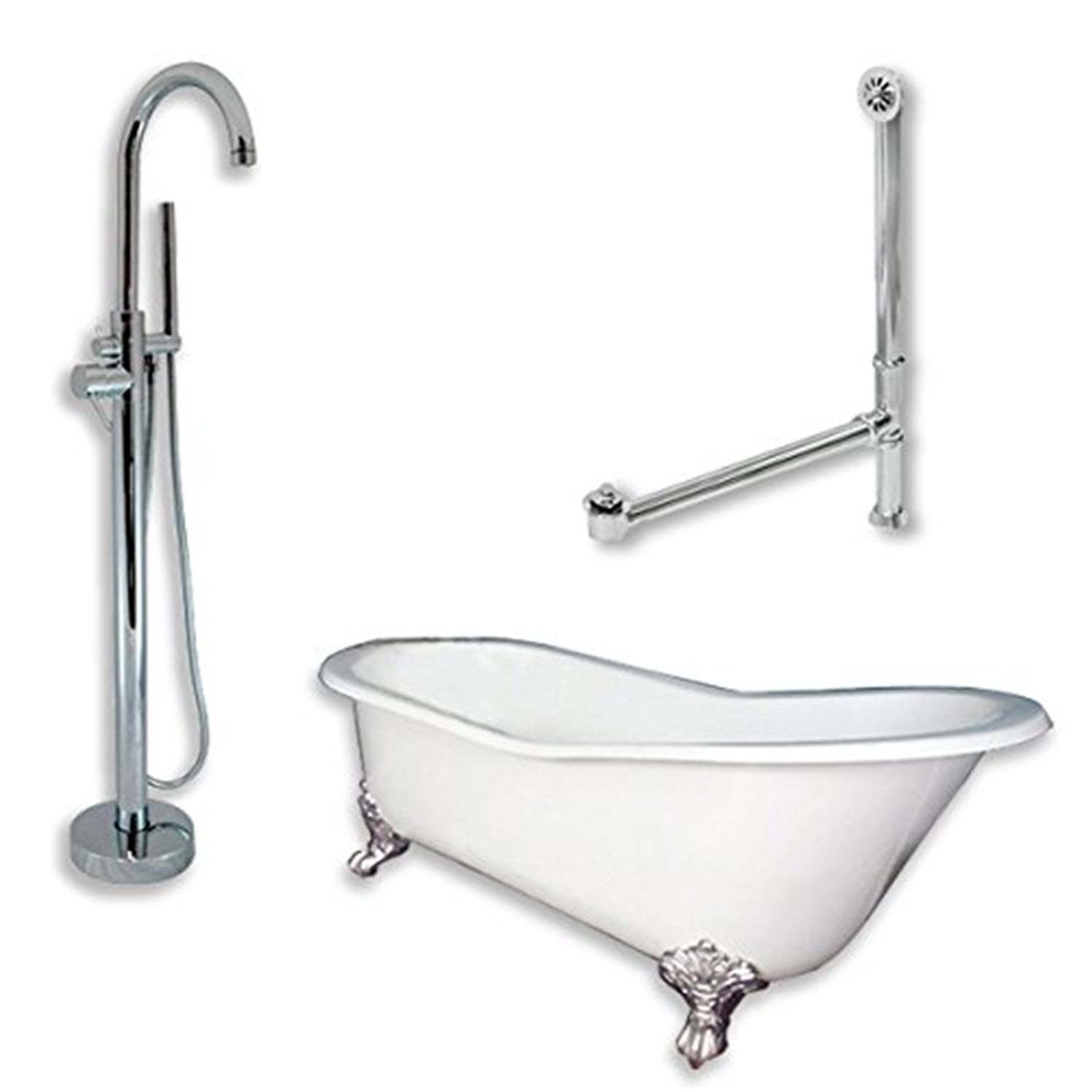 Cast Iron Slipper Clawfoot Tub 61" X 30" with no Faucet Drillings and ...
