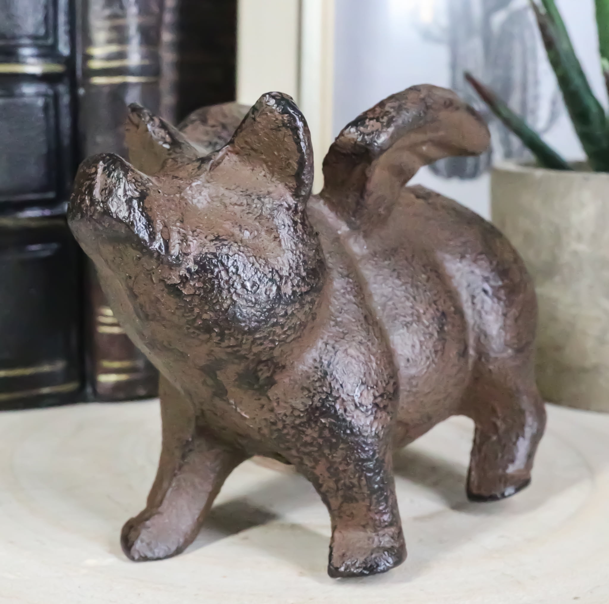 Cast Iron Small Whimsical Flying Pig Angel Decorative Statue Desk ...