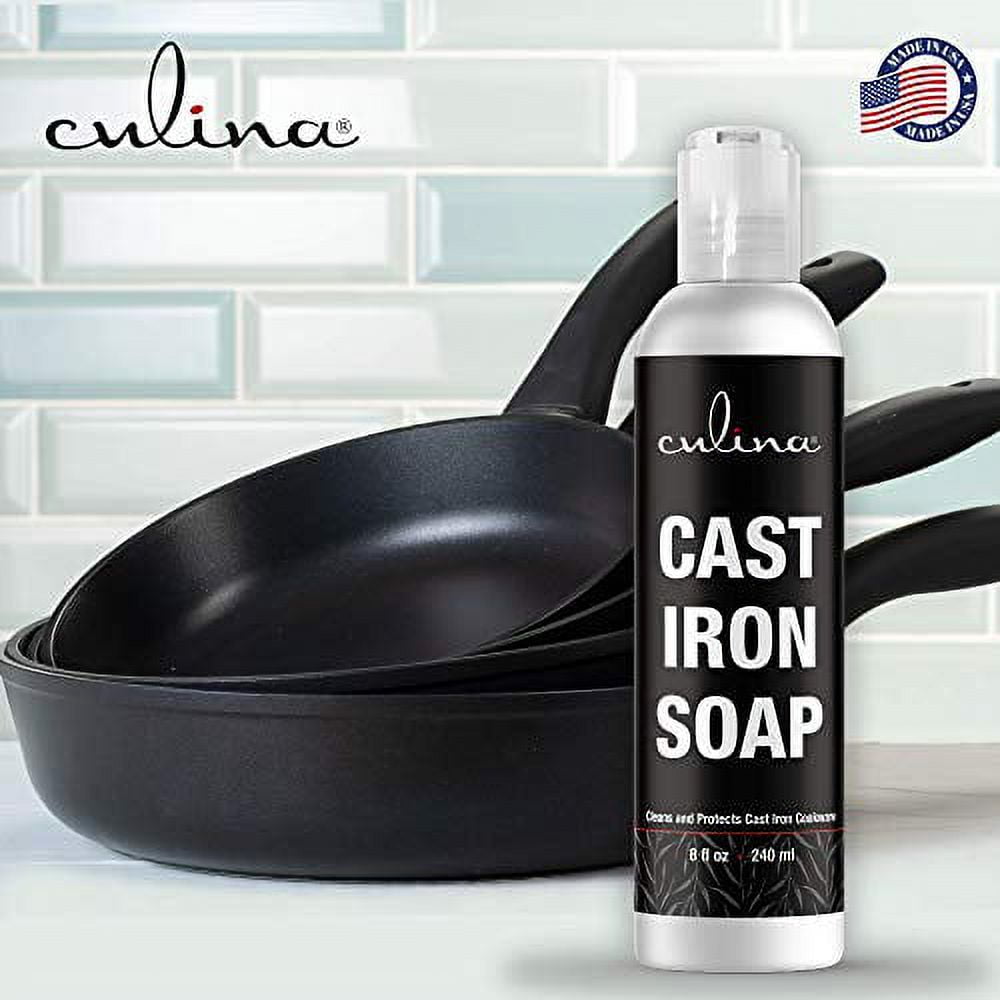 Cast Iron Soap & Conditioning Oil & Stainless Scrubber & Restoring ...