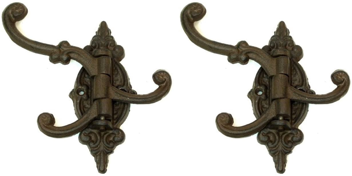 Cast Iron Swivel Wall Hook Bracket with 3 Hooks - Set of 2 - Walmart.com