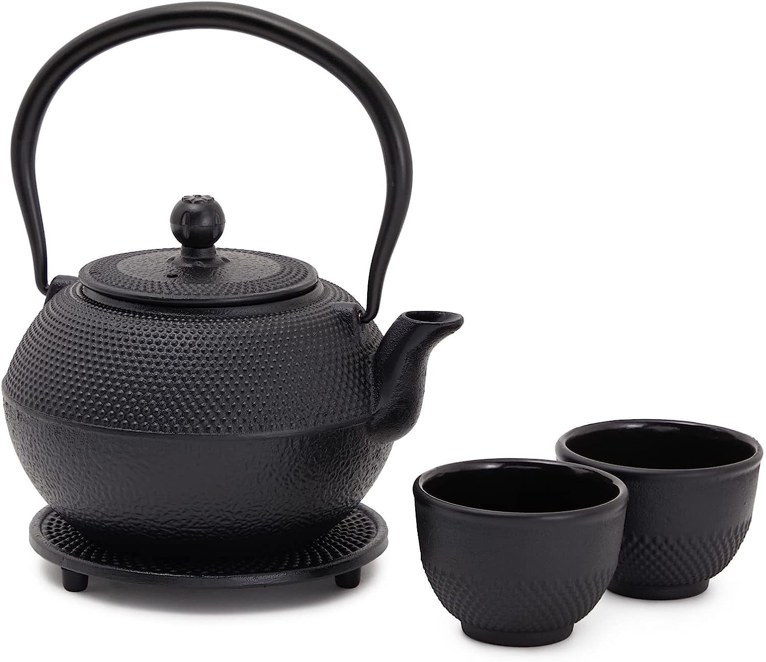 Cast Iron Teapot - 1200 mL, Black, 2 Cups - Japanese Tea Set with ...