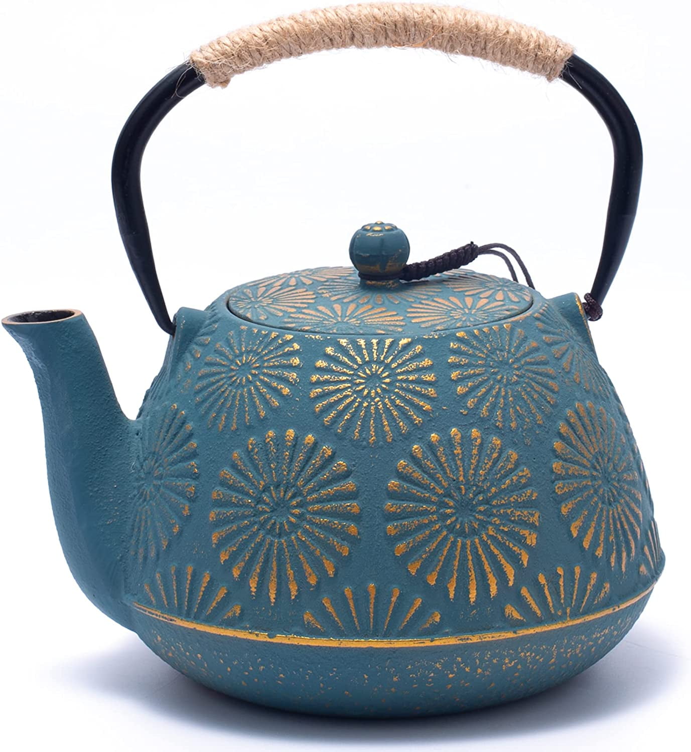 Cast Iron Teapot, 40oz Tea Kettle with Infuser for Stove Top, Sakura ...