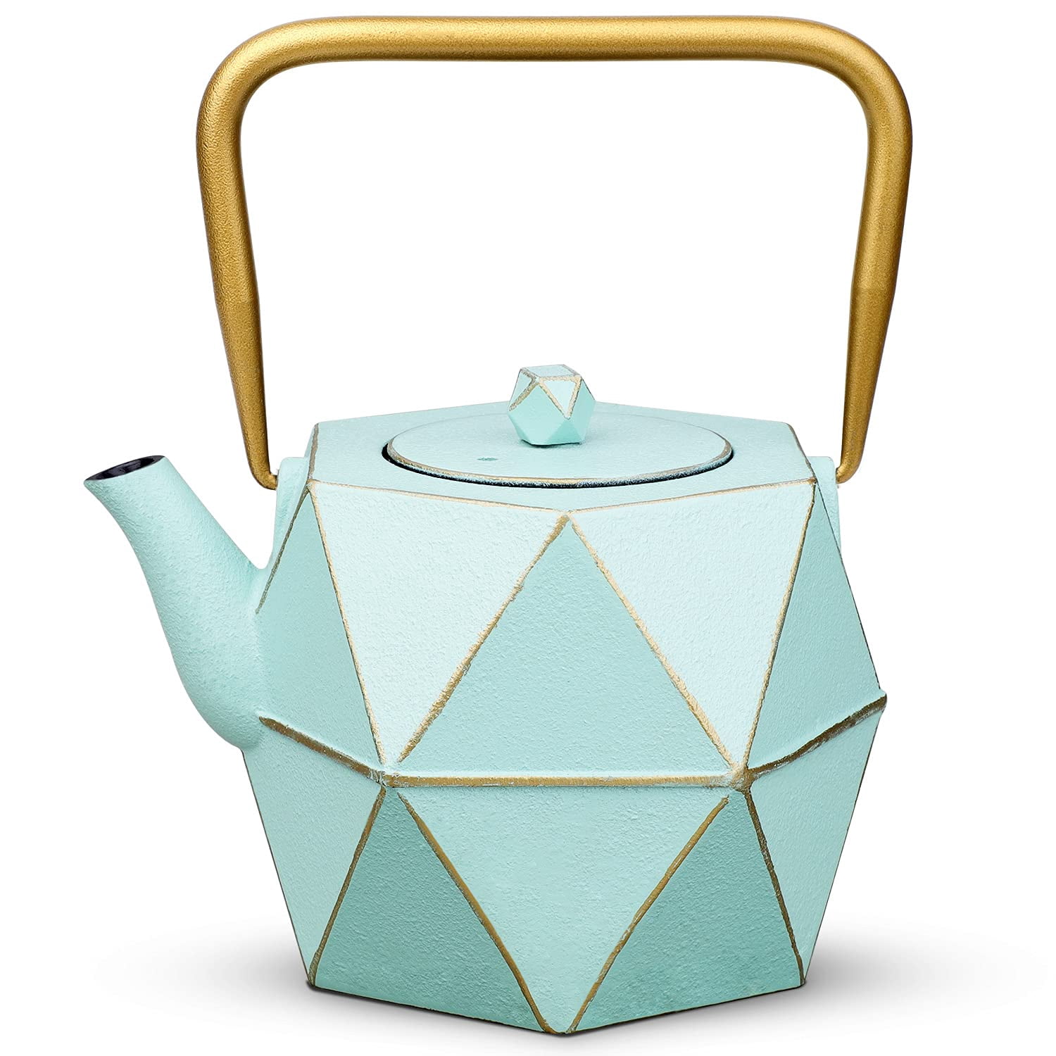 Cast Iron Teapot Aqua Diamond 30 oz / 900 ml Stovetop Safe Loose Tea ...