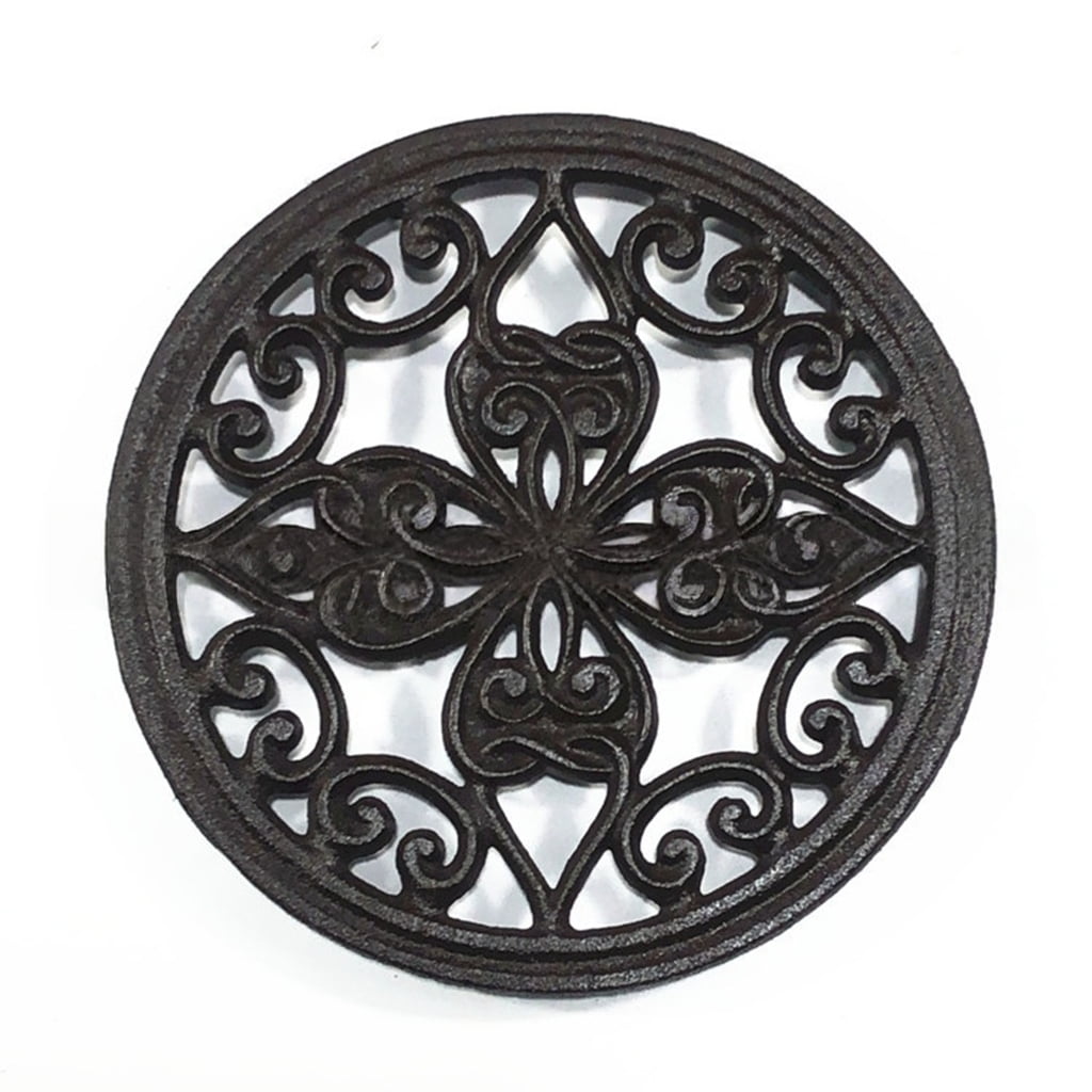 Cast Iron Trivet for Hot Dishes and Pots Use Flower Pattern Heat ...