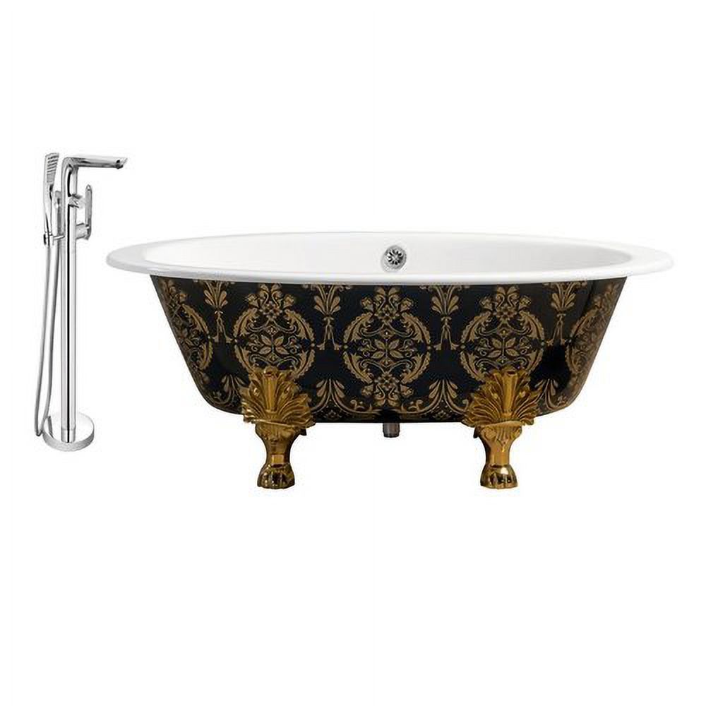 Cast Iron Tub, Faucet and Tray Set 65" RH5440GLD-CH-120 - Walmart.com