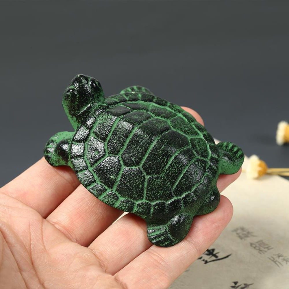 Cast Iron Turtle Paperweight Ruler Metal Desktop Organizer Office Decor ...