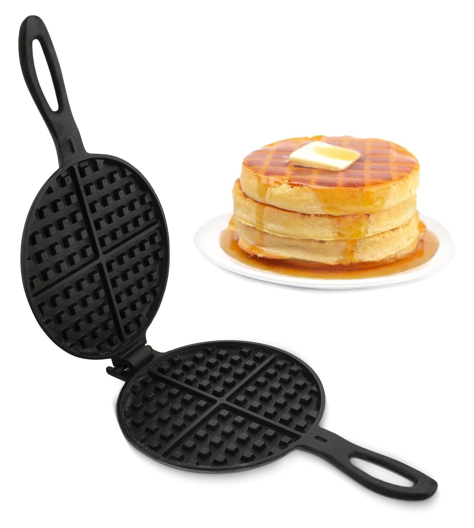 Cast Iron Waffle Maker Pan - 6in Stove Top Waffle Iron Cookware ...
