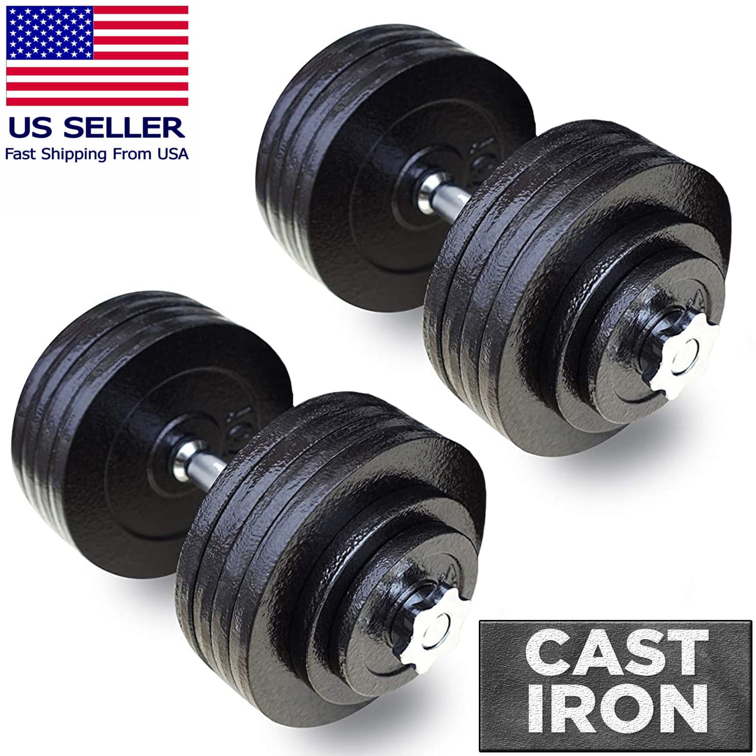 Cast Iron Weights Adjustable Dumbbell Sets for Home Gym with Bars ...