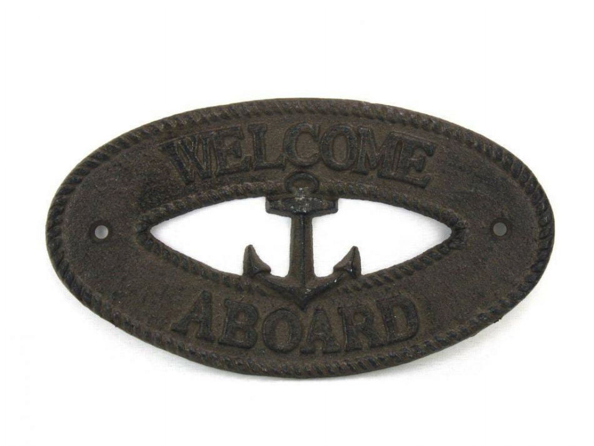 Cast Iron Welcome Aboard with Anchor Sign 8" - Metal Wall Plaque - Cast ...