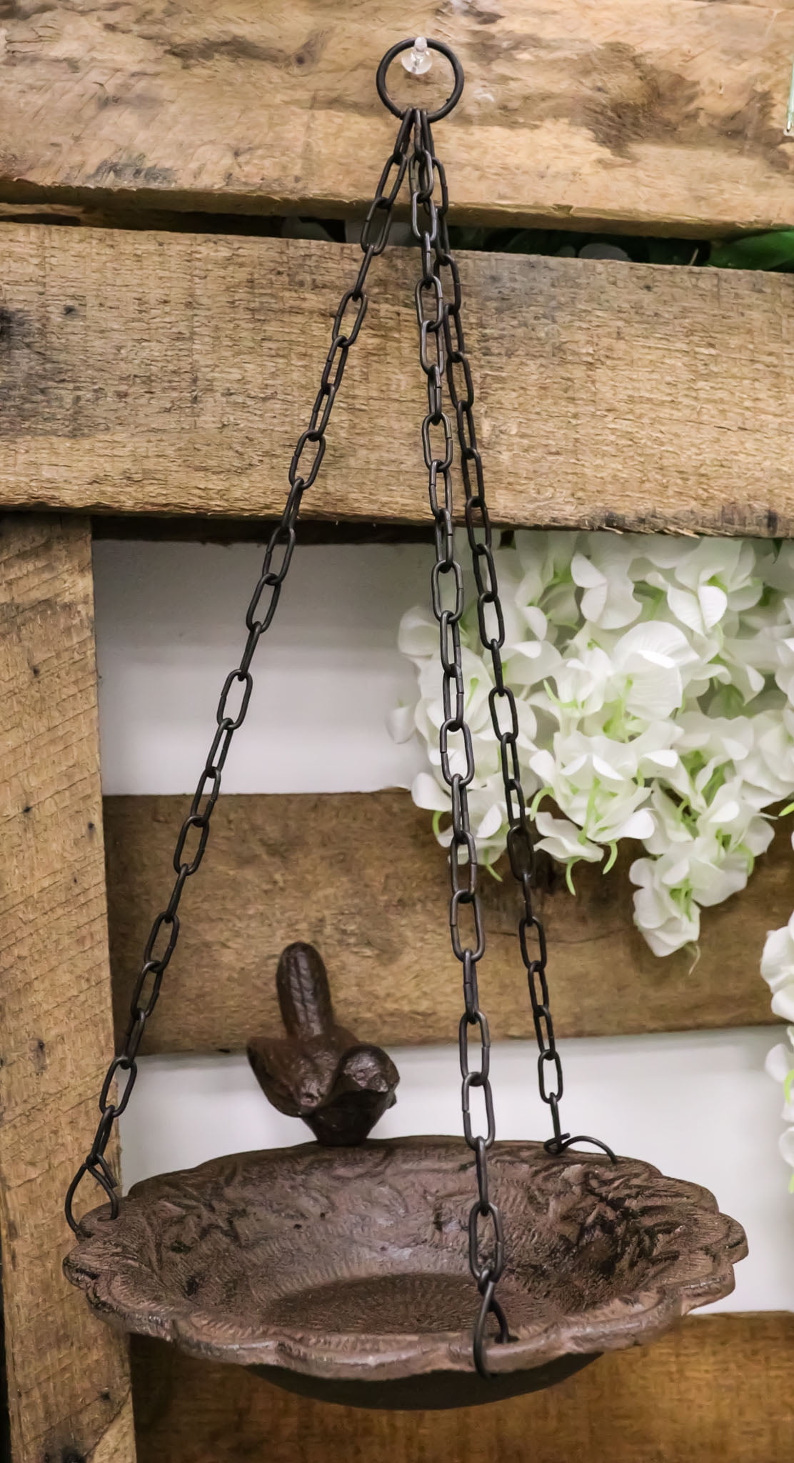 Outdoor Cast Iron Whimsical Bluebird on Victorian Dish, Hanging Garden ...