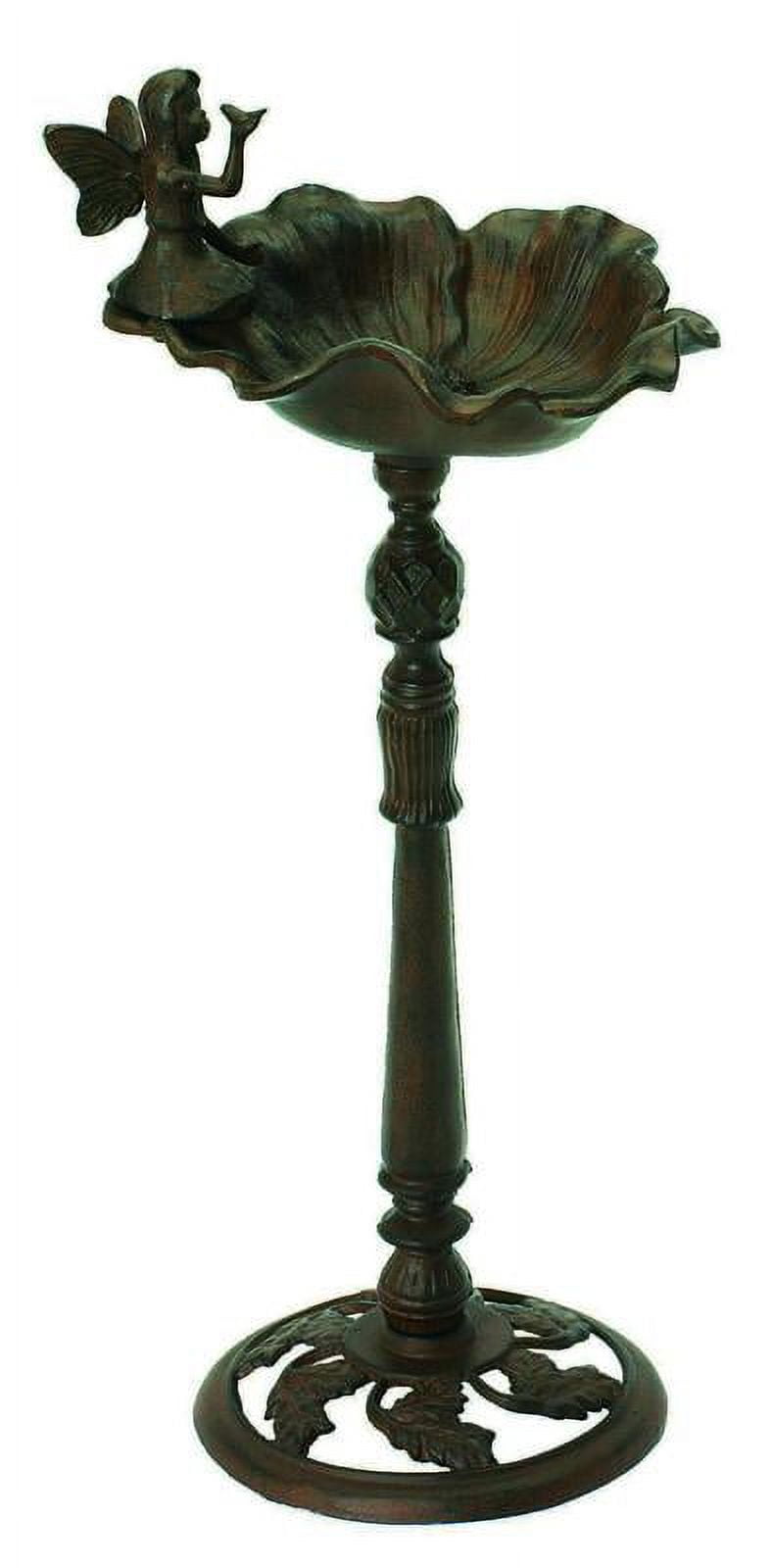 Cast Iron Whimsical Fairy Pixie On Flower Bird Feeder Or Bath Garden ...