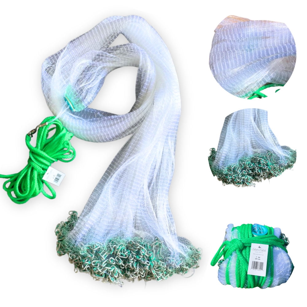 Silver Catch 5 Ft Cast Net with Mono Drawstring 1/2" Chain Bottom ...