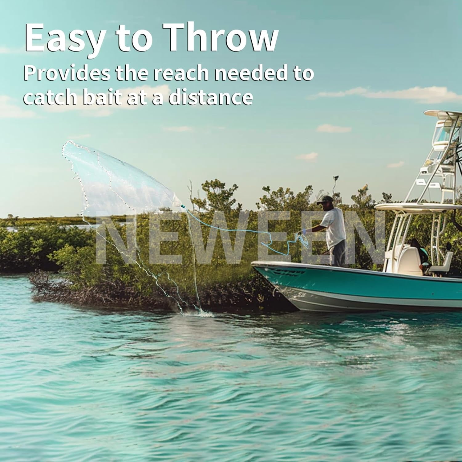 Cast Net for Fishing with Shrimp Cage, American Freshwater Saltwater ...