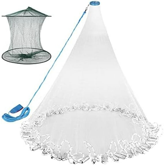 Cast Net for Fishing with Shrimp Cage, American Freshwater Saltwater 3 ...