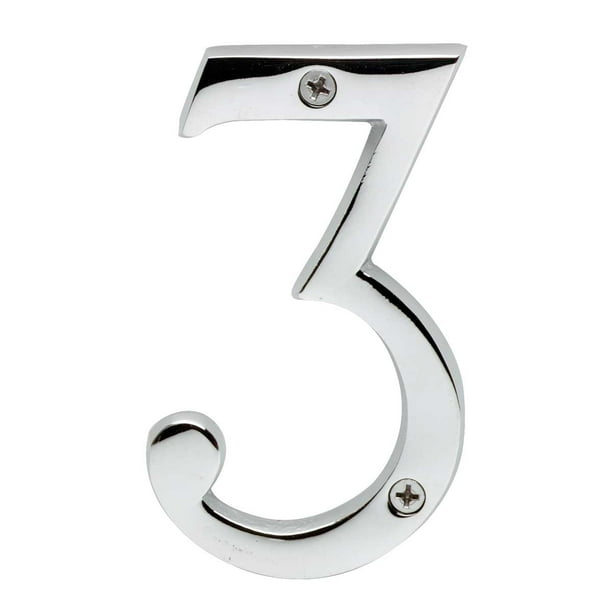 Cast Solid Brass 3 7/8" Address House Number '3' Chrome | Renovator's ...