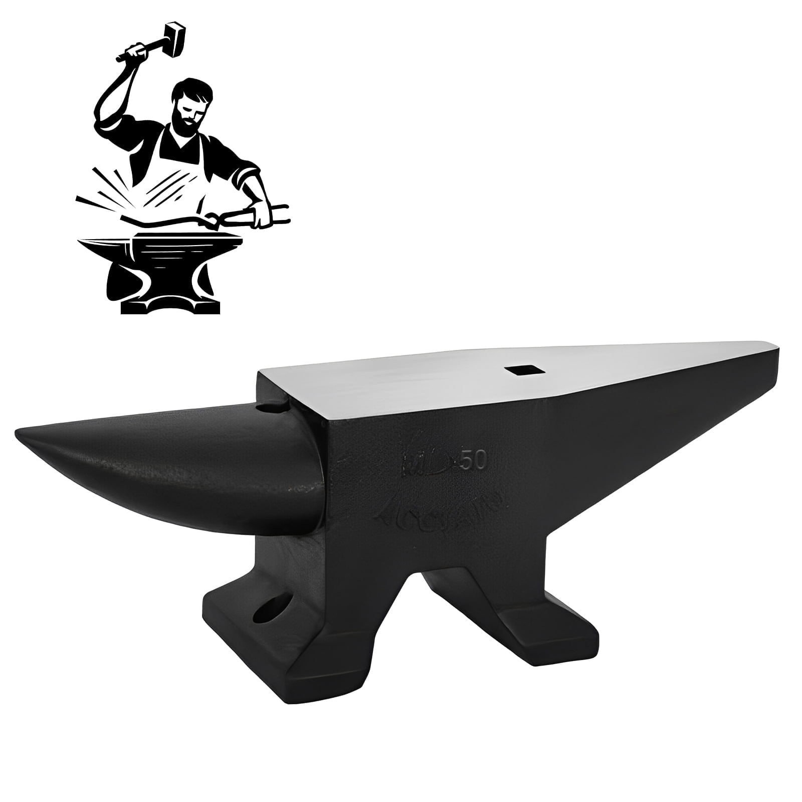 Cast Steel Blacksmith Anvil, 110LBS Single Iron Anvil - High Hardness ...