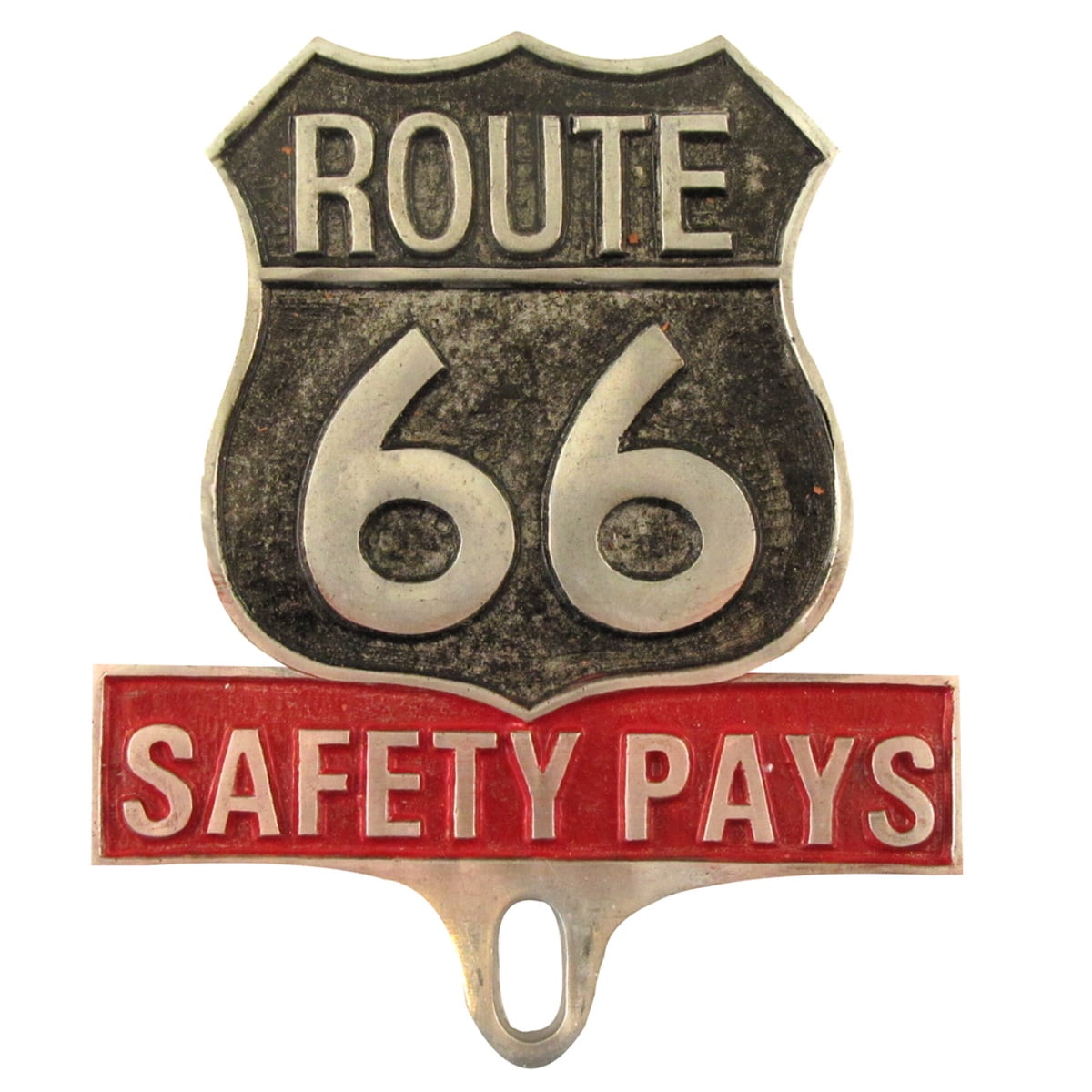Cast Thick Aluminum Route 66 Safety Pays License Plate Fob Metal Car ...