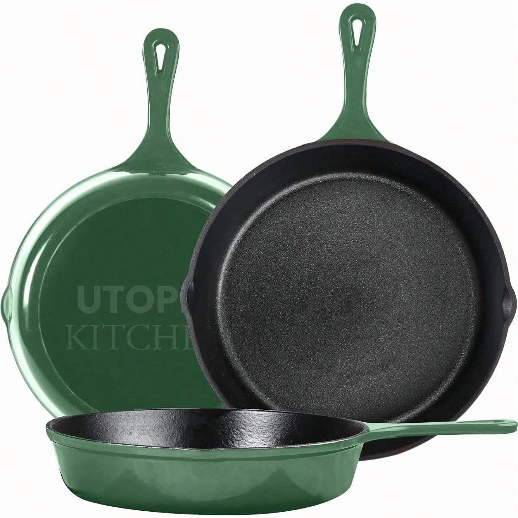 Cast iron Skillets 3 Piece Set Chefs Pan Pre Seasoned Cast iron ...