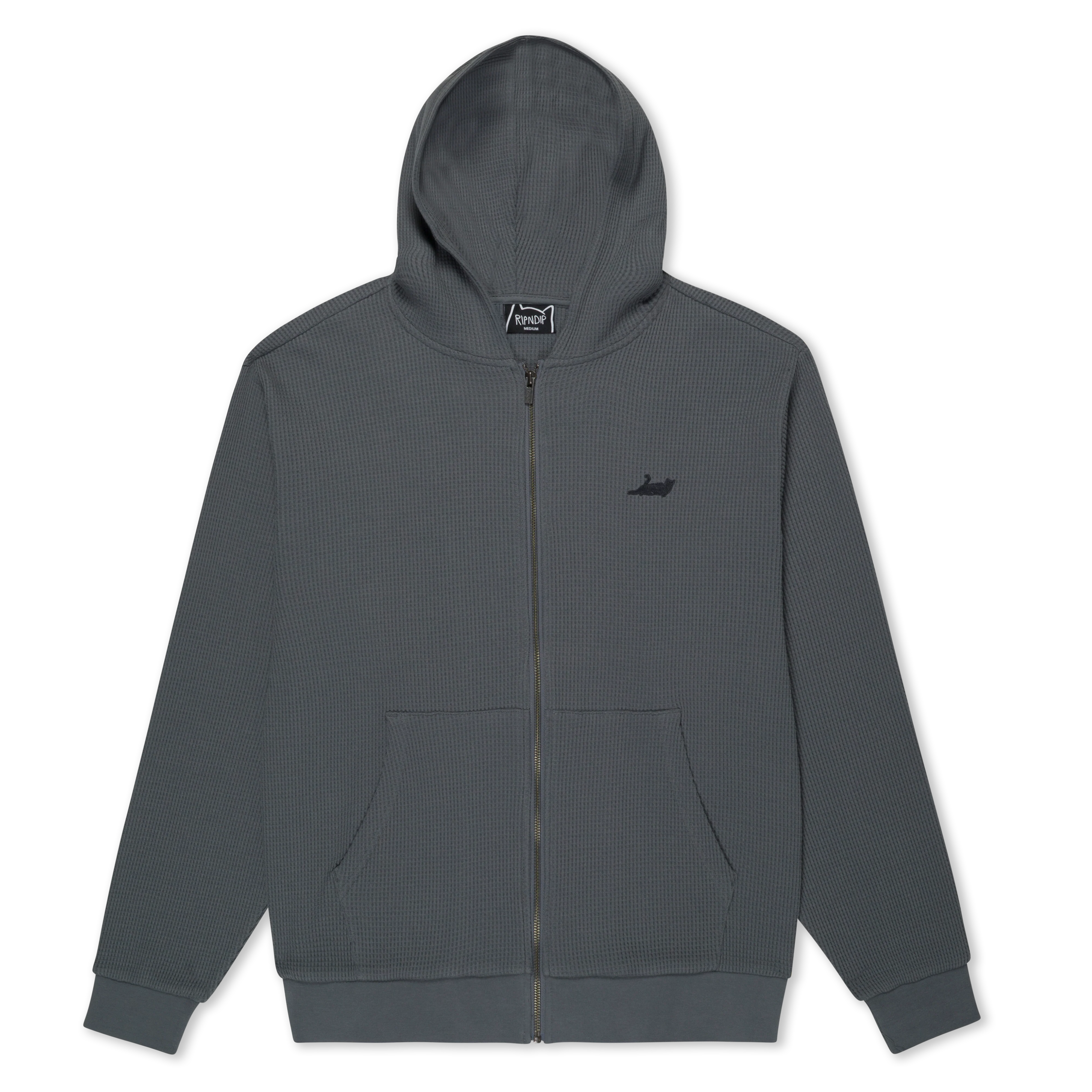 Castanza Waffle Knit Zip Up Hoodie (Charcoal) - Walmart.com