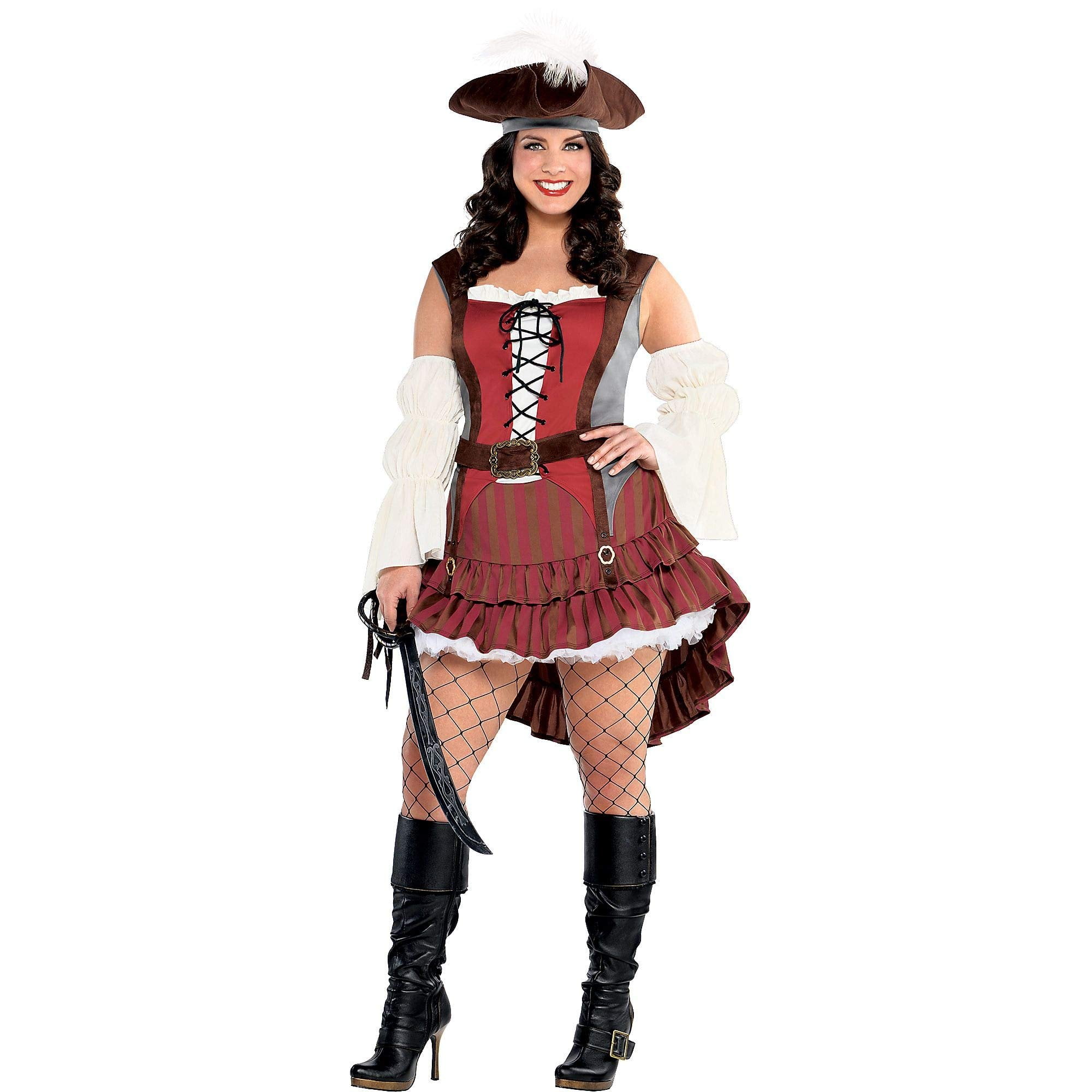 Amscan 844604 Adult Castaway Pirate Costume, Small (2-4), Black ...