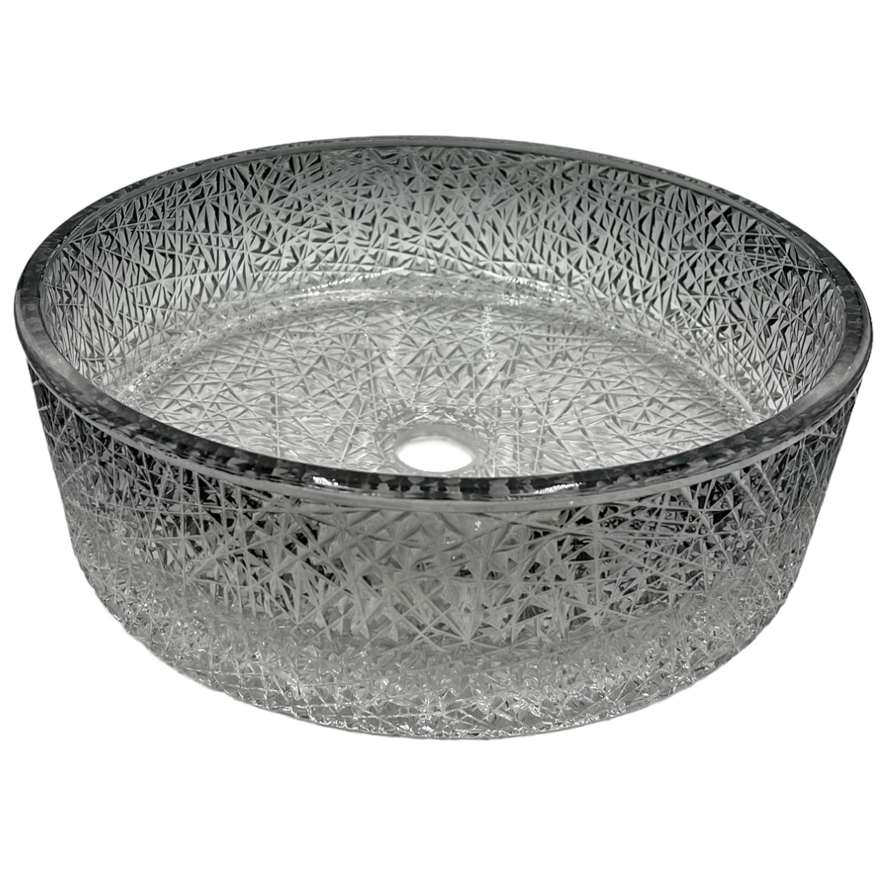 Stadium 16" Black Gradient Tempered Glass Circular Bathroom Vessel Sink ...