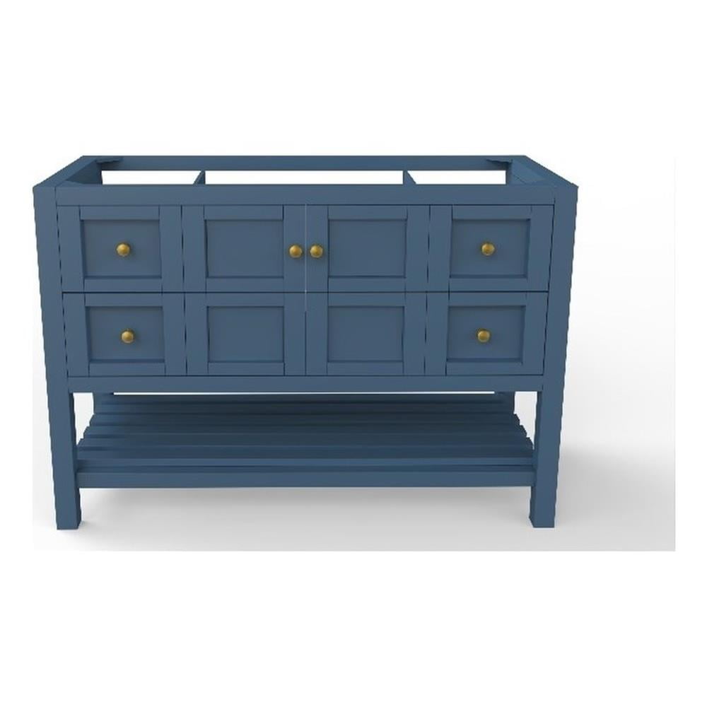 Modern 48" Alicia Blue Wood Vanity Base with Gold Handles - Walmart.com