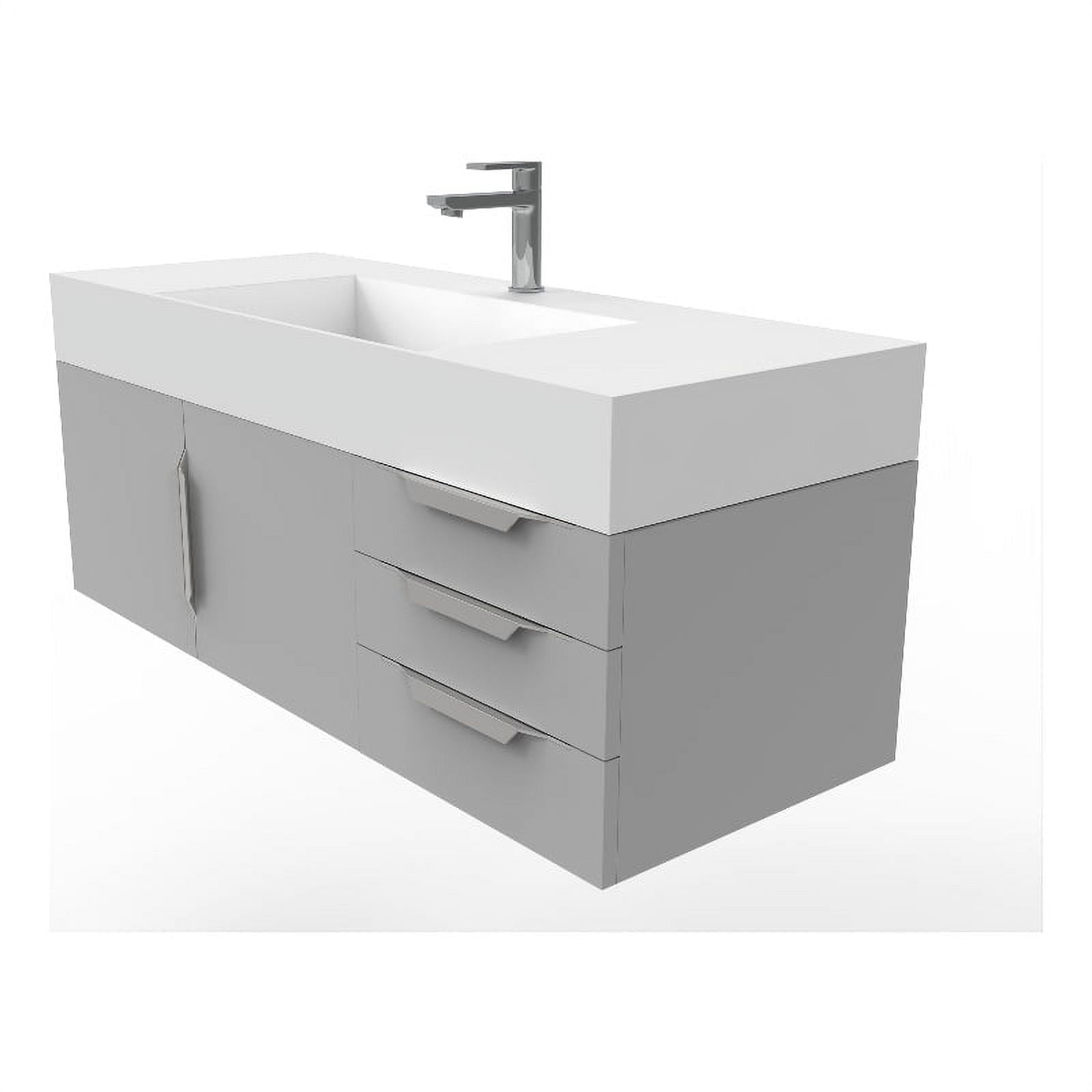 Castello USA Amazon 48" Gray Wood Floating Vanity with White Top and ...