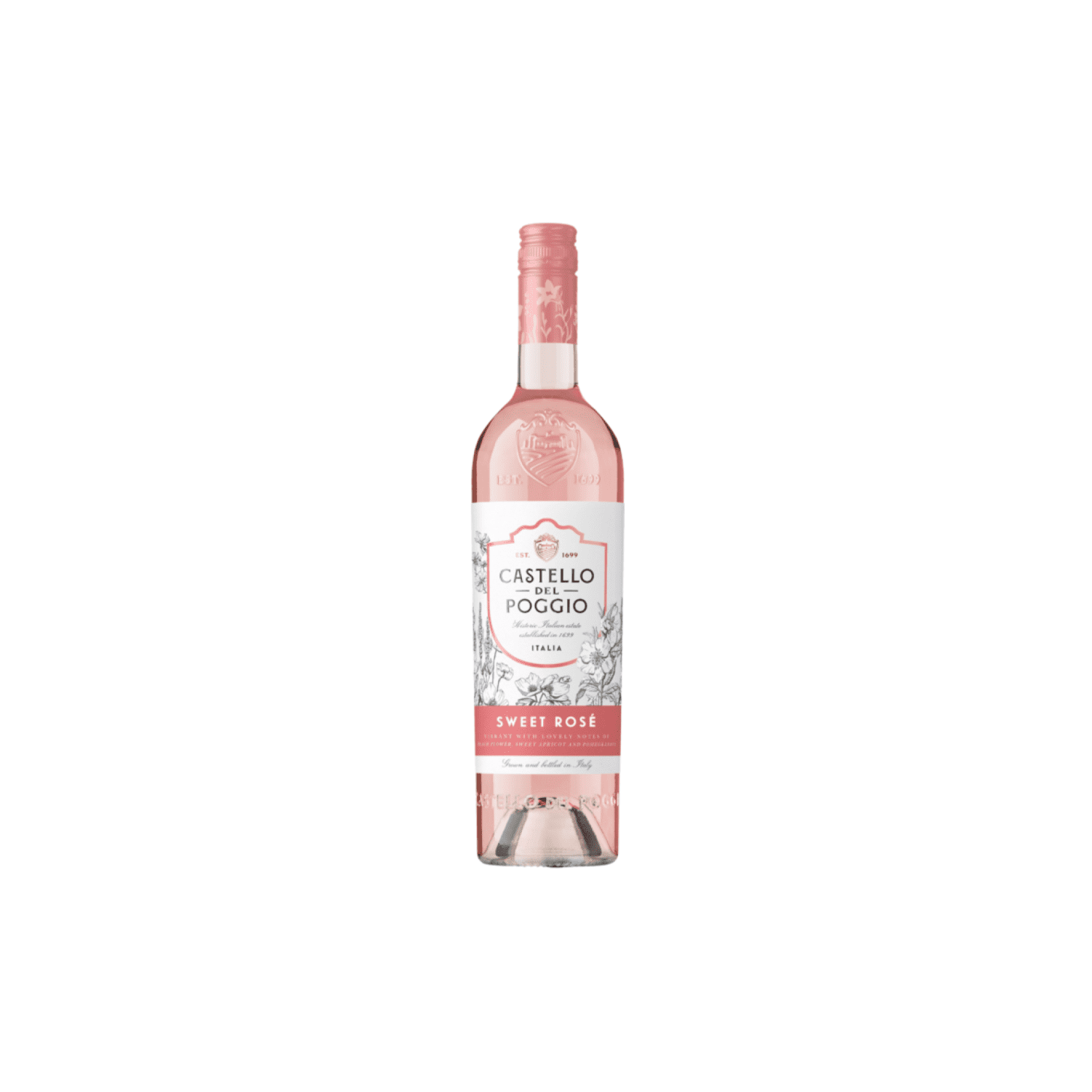 Castello Del Poggio Sweet Rosé Frizzante Wine Italy 750 ml Bottle, 7% ...