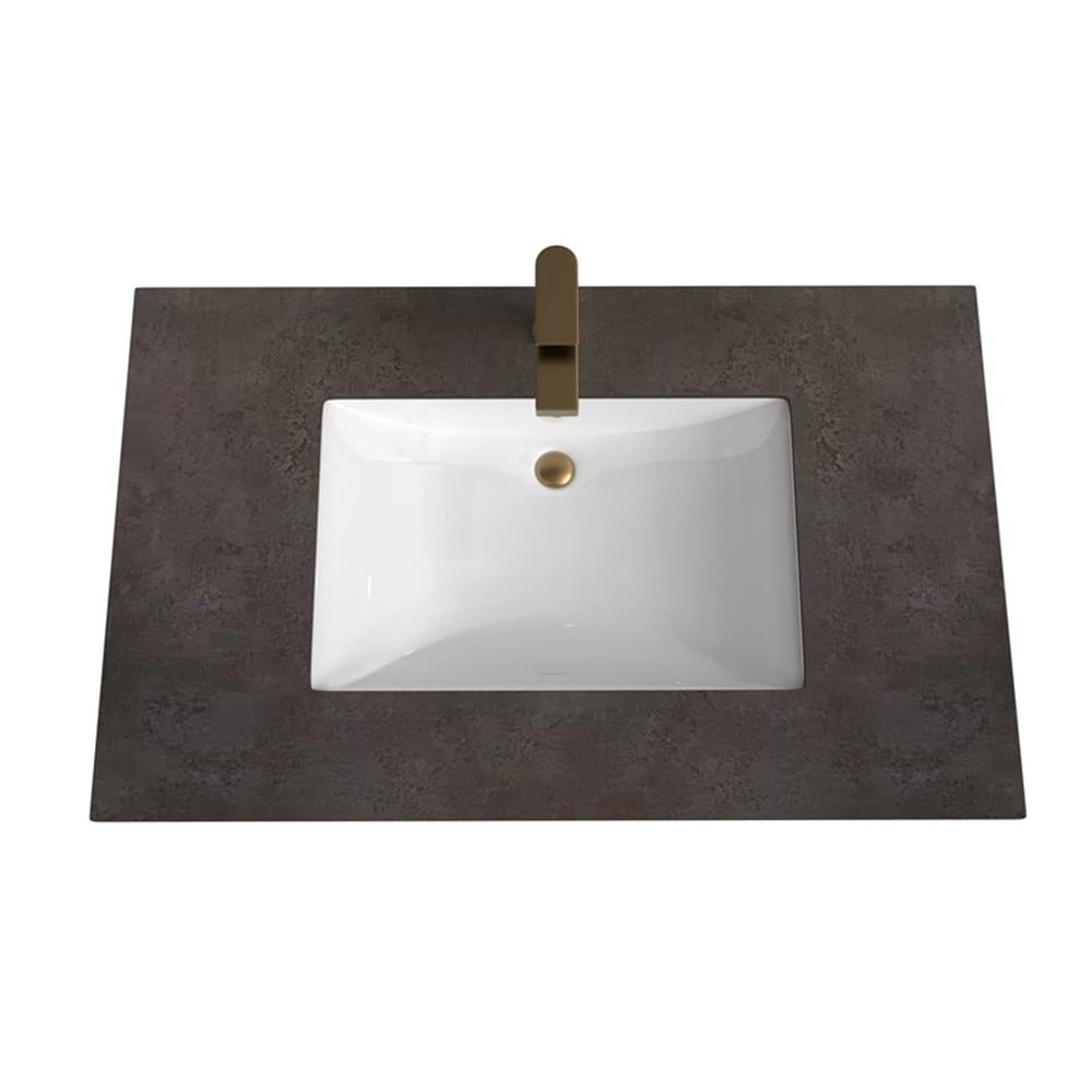 Monica 36" Porcelain Ceramic Center Basin Vanity Top in Rustic Black ...