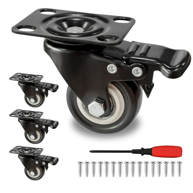 Caster 4 Swivel Casters with Brakes, 50mm Furniture Casters Furniture ...