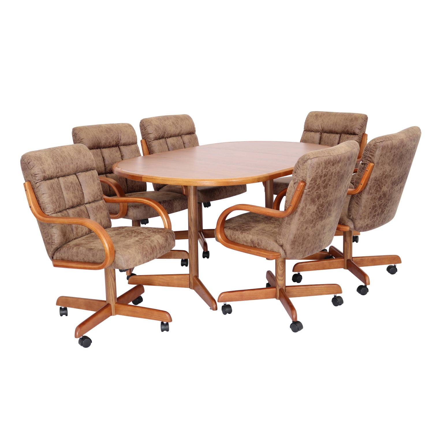 Caster Chair Company 7-Piece 42x[54/72] Caster Dining Set Wood Edge ...