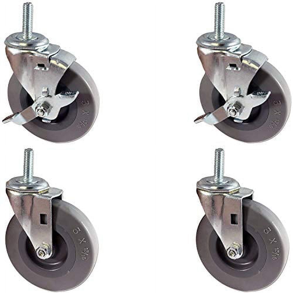 Caster HQ - Heavy Duty Set of 4 Locking Stem Casters with Brakes, 5/16 ...