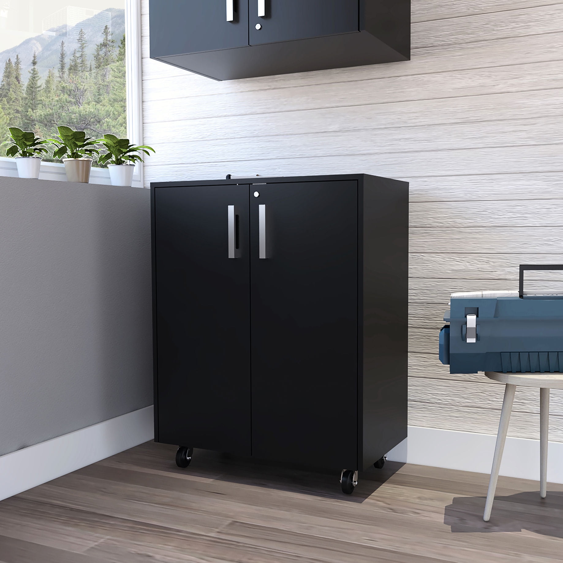 Caster - Mounted Double Door Cabinet+16in Depth" - "Small Space Storage ...