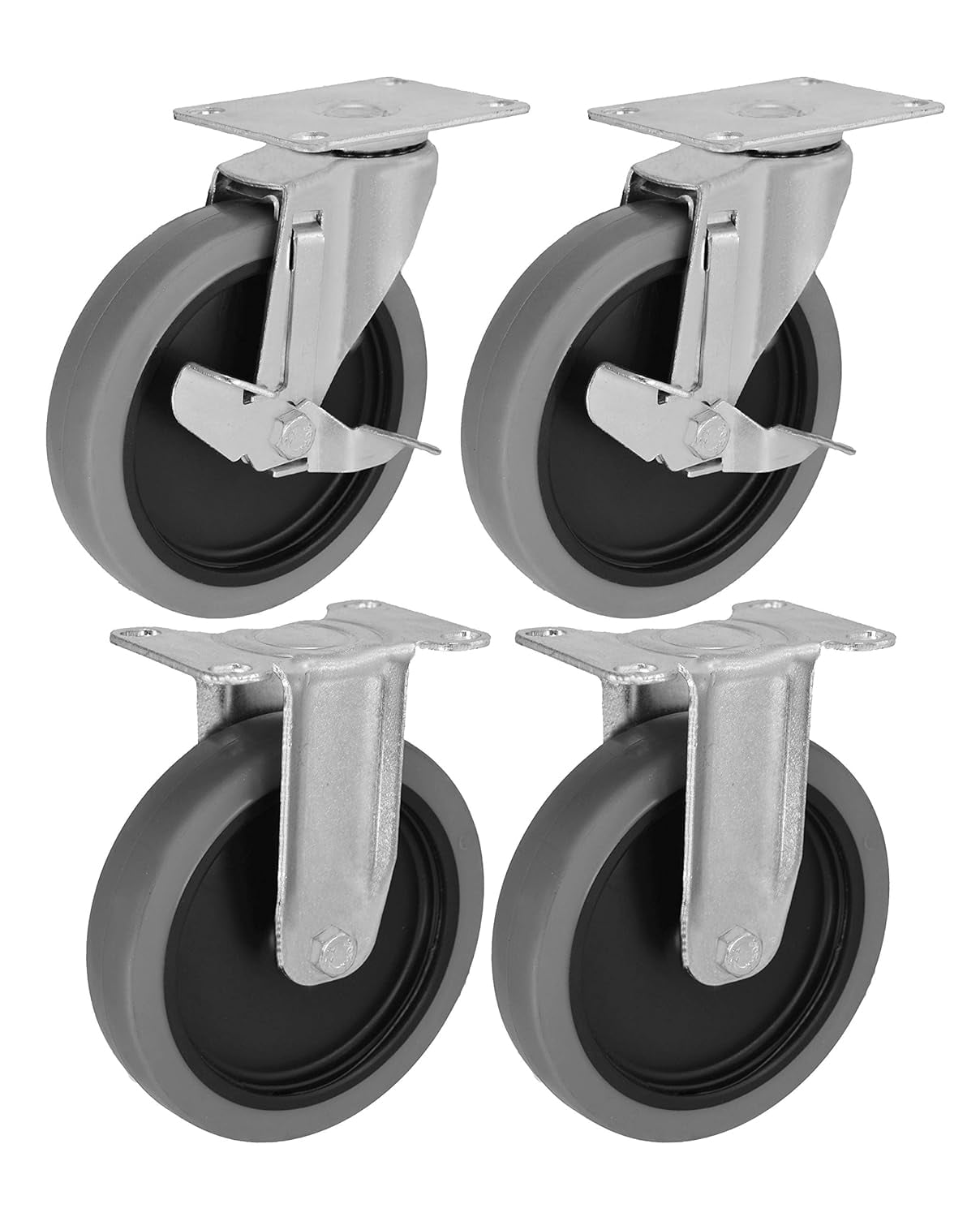 Caster Set of 4 | 5" Non-Marking Rubber for Rubbermaid 4400, 4500 and ...