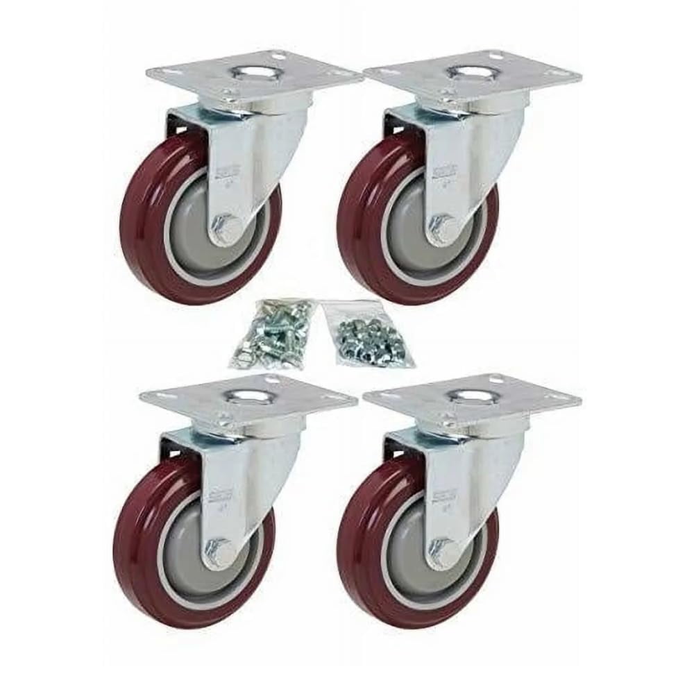 Caster Set of 4 | Corner Swivel 4" U Boat Cart Casters | Includes All ...