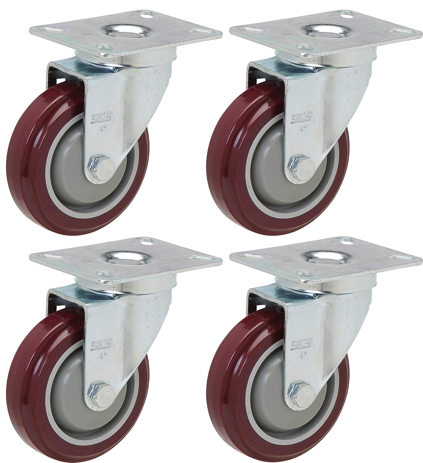 Caster Set of Four | 4" with Polyurethane Wheels and Universal Mounting ...