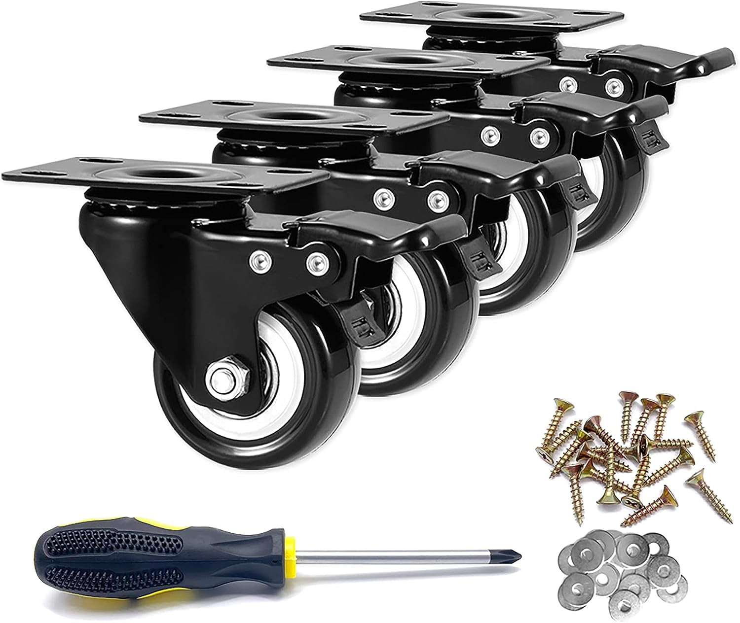 Caster Wheels, 2 inch Casters, Casters Set of 4 Heavy Duty - Locking ...