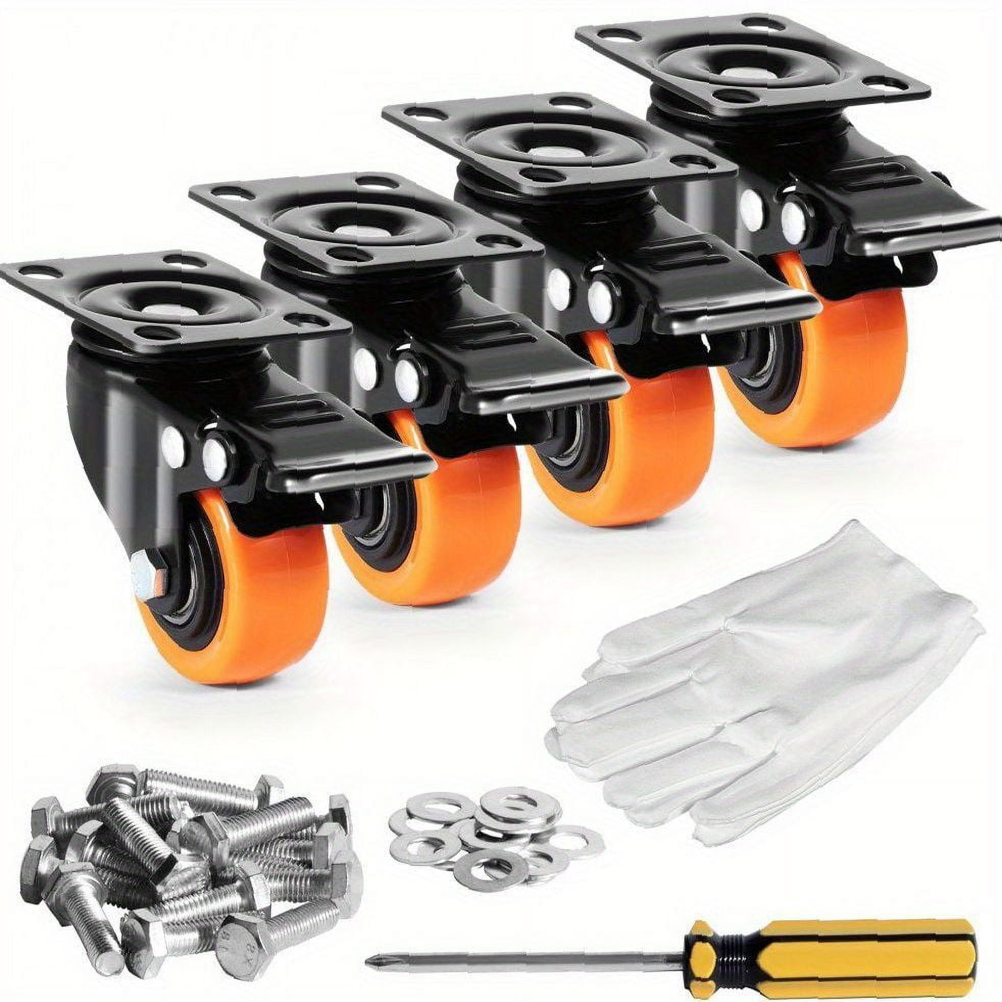 Caster Wheels, 2-inch Swivel Plate Casters, Set of 4, with Security ...