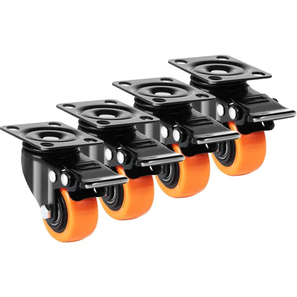 Caster Wheels, 2-inch Swivel Plate Casters, Set of 4, with Security ...