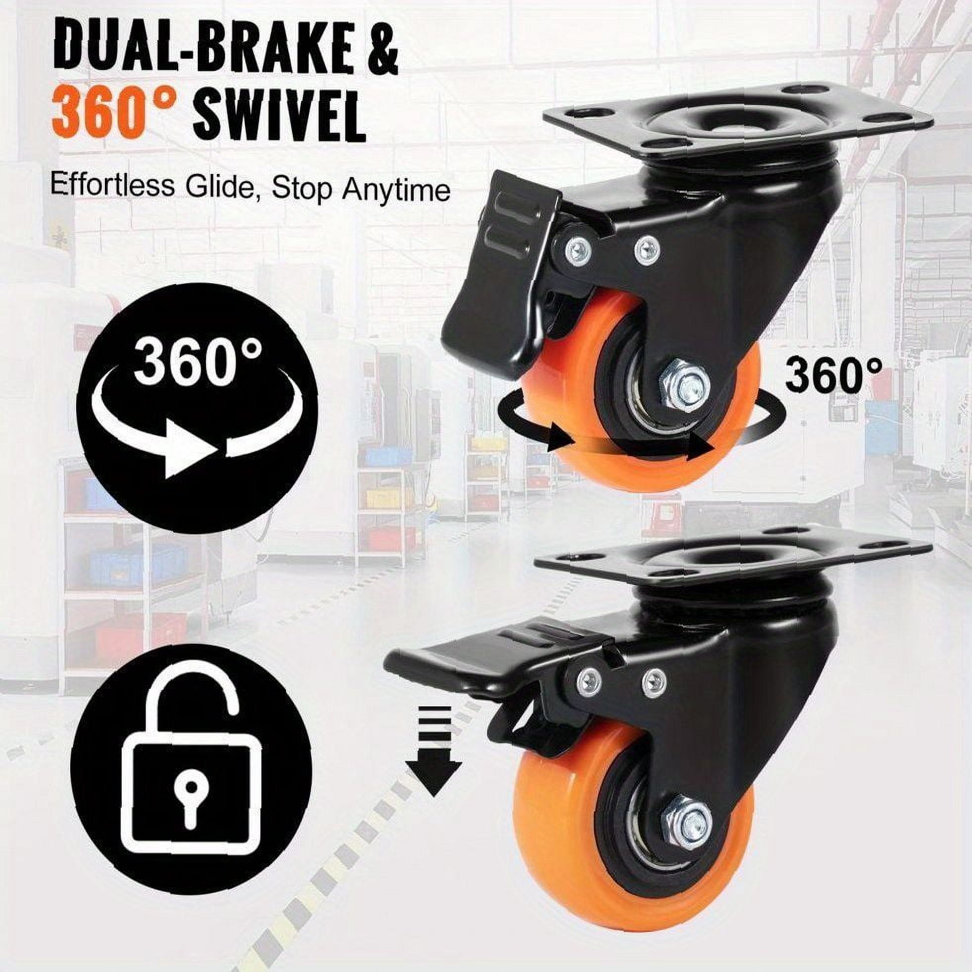 Caster Wheels, 2-inch Swivel Plate Casters, Set of 4, with Security ...