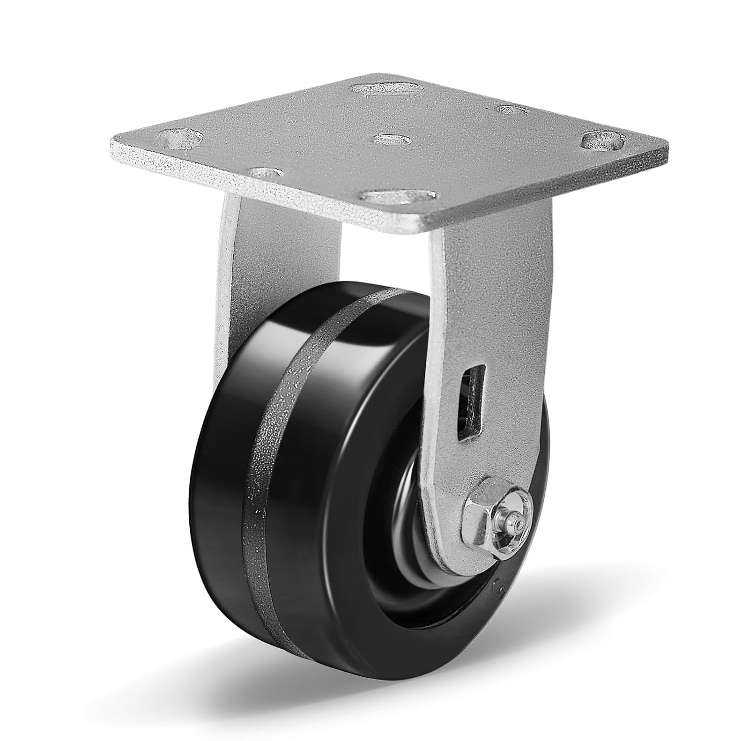 Caster Wheels 4" x 2" Heavy Duty Casters, 1 Rigid, Black Non-Marking ...