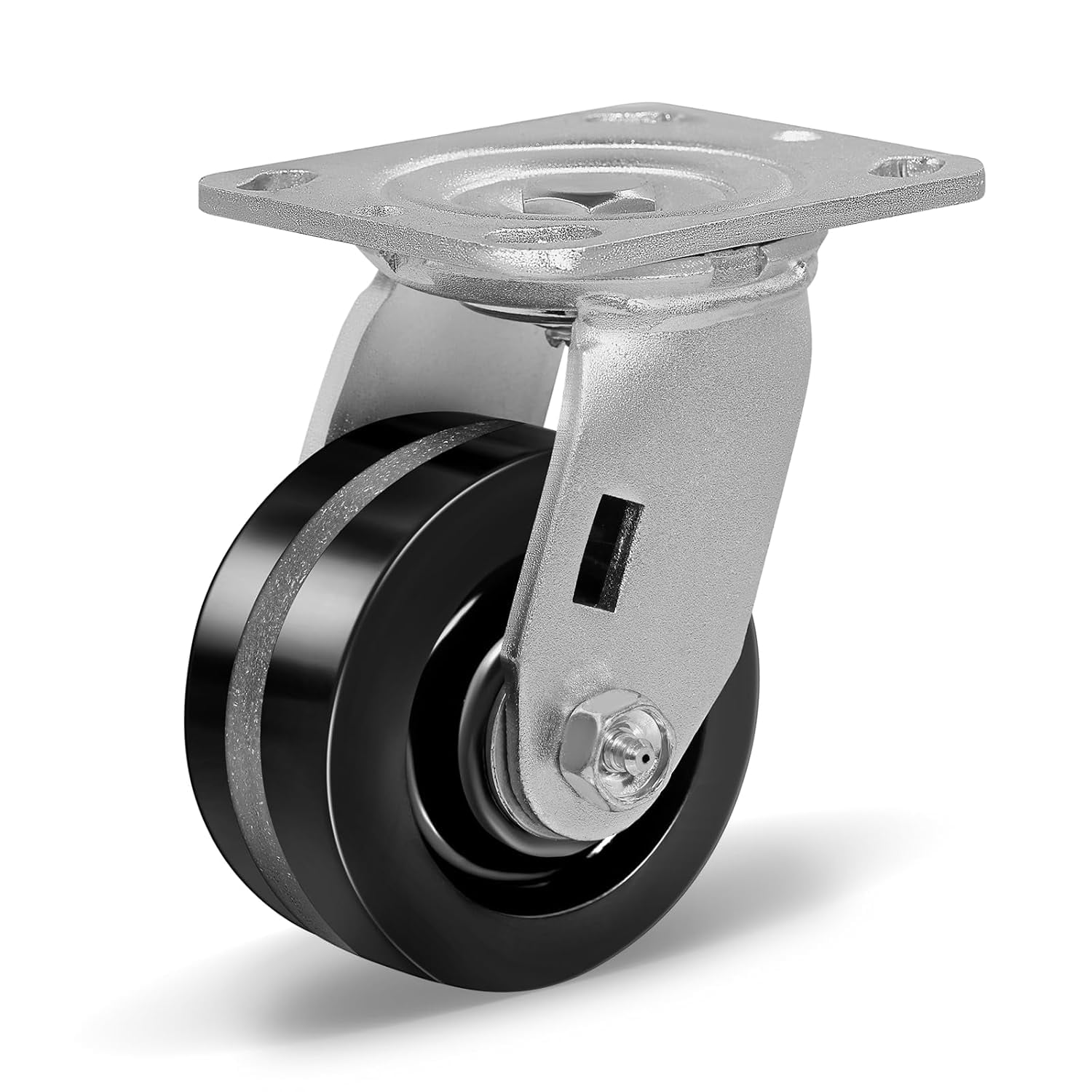 Caster Wheels 4" x 2" Heavy Duty Casters, 1 Swivel, Black Non-Marking ...